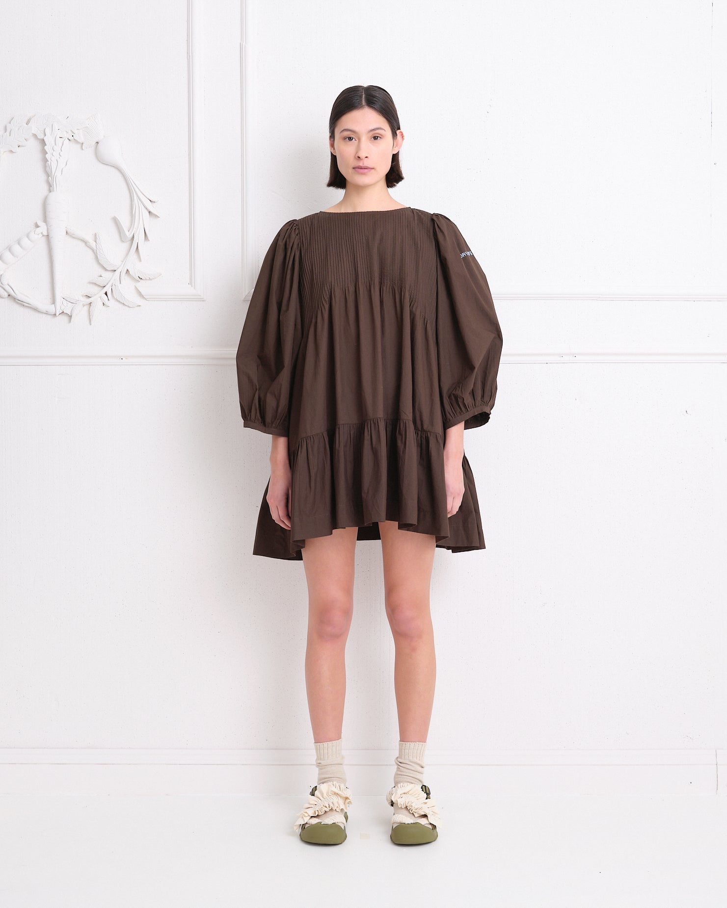 Mini Verb Dress - Espresso Cross-Stitch – Story mfg.